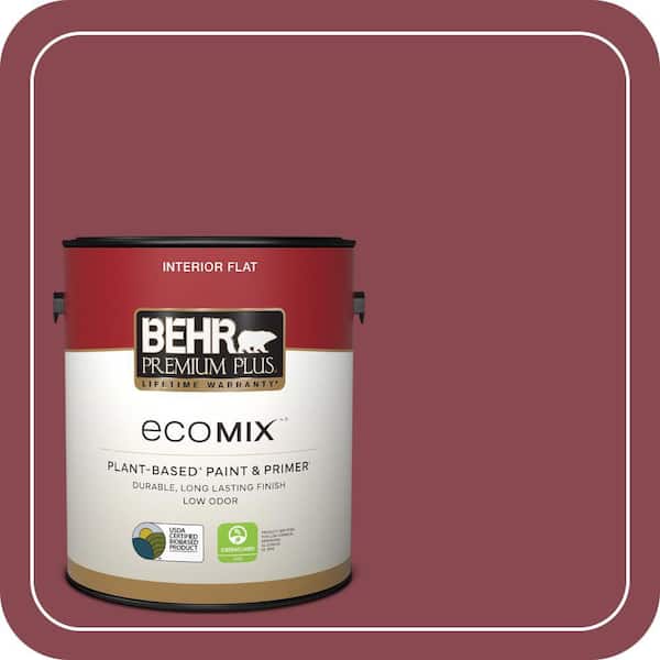 BEHR PREMIUM PLUS 1 gal. #ICC-83 Currant Jam Flat EcoMix Plant-Based ...