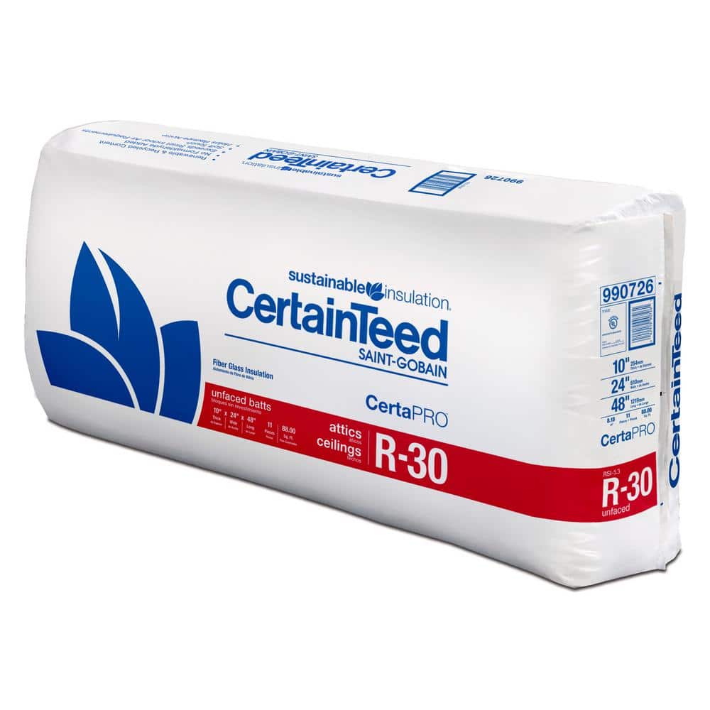 CertainTeed R30 Unfaced Fiberglass Insulation Batt 24 in. x 48 in. (11 ...
