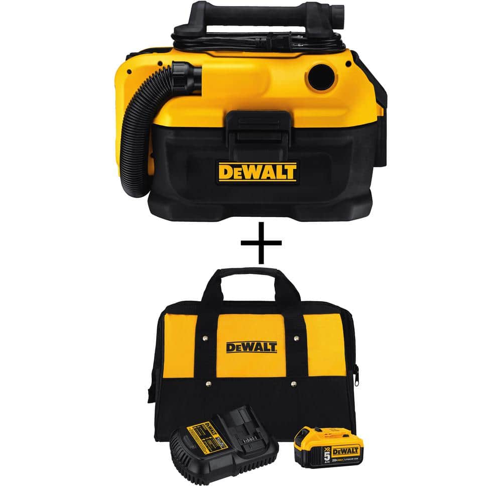 DEWALT 2 Gal. Max Cordless/Corded Wet/Dry Vacuum with Bonus Battery and ...