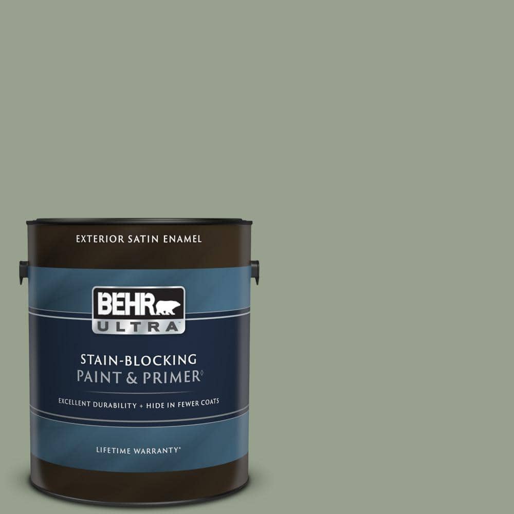 BEHR ULTRA 1 gal. #N390-4 Bitter Sage Satin Enamel Exterior Paint ...