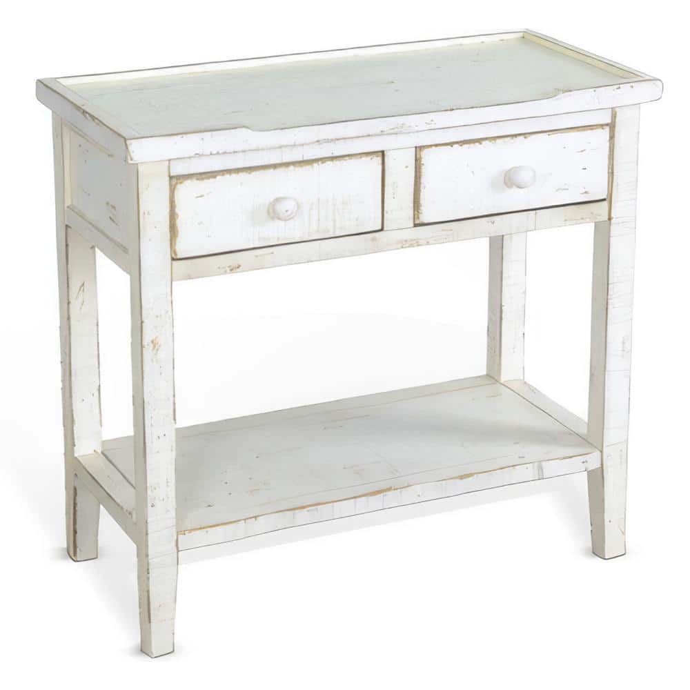 Benjara 28 in. White Rectangular Wooden Top End Table BM325349 - The ...