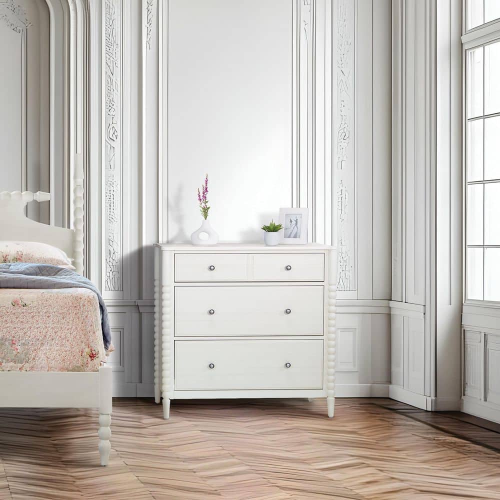 Office Star Products Spindle 31.5 in. Sandcastle Antique White 3-Drawer Chest SP04-SW - The Home ...