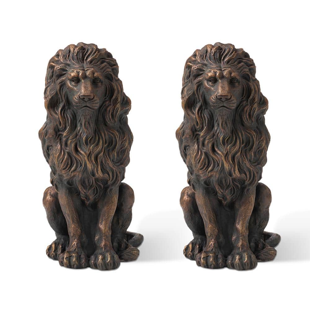 Reviews for Glitzhome 20.5 in. H MGO Guardian Sitting Lion Statue (Set ...