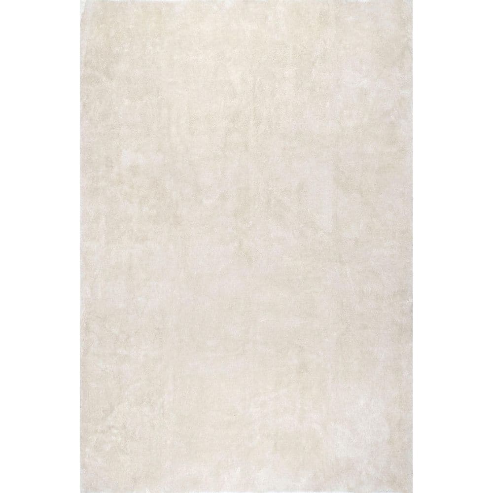 nuLOOM Loni Solid Machine Washable Shag Cream 4 ft. x 4 ft. Area Rug ...