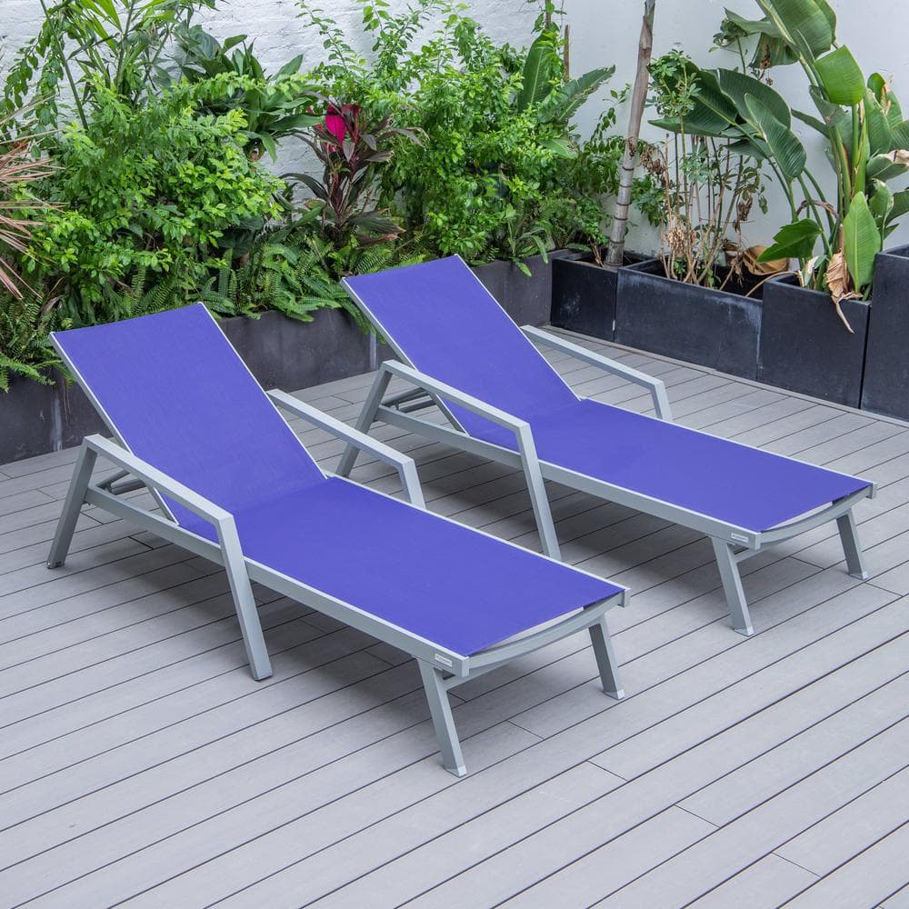 Leisuremod Grey Powder Coated Aluminum Frame Marlin Modern Patio Chaise ...
