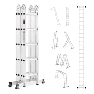 SKYSHALO Multi-Purpose Folding Ladder, 15.5 ft. Reach, Aluminium ...
