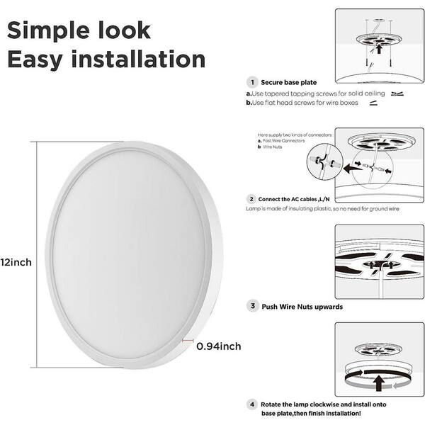 With Lights And Remote 13 Inch LED Round Flat Panel Light, 24W 2400l ...