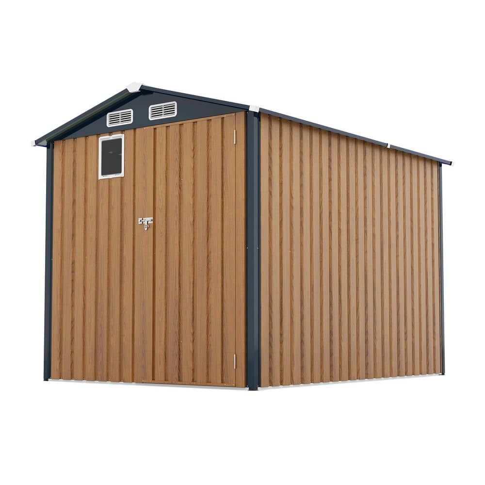 6 ft. W x 8 ft. D Metal Steel Yellow Outdoor Storage Shed with Lockable ...