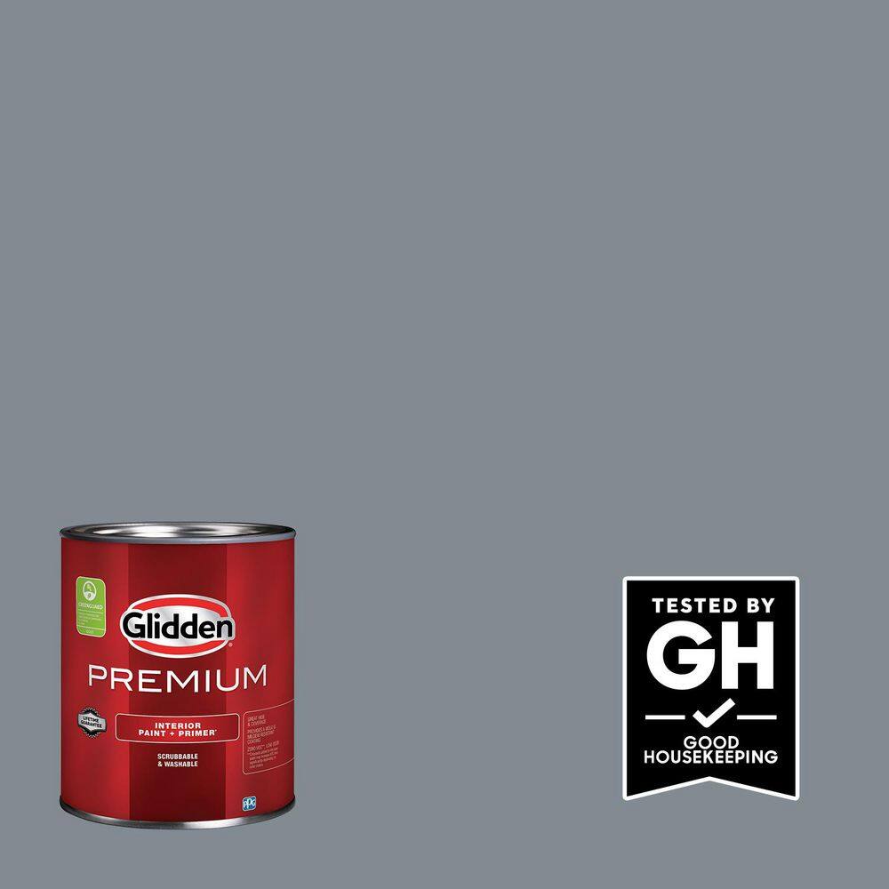 Glidden Premium 1 qt. PPG0993-5 Superhero Gray Semi-Gloss Interior ...