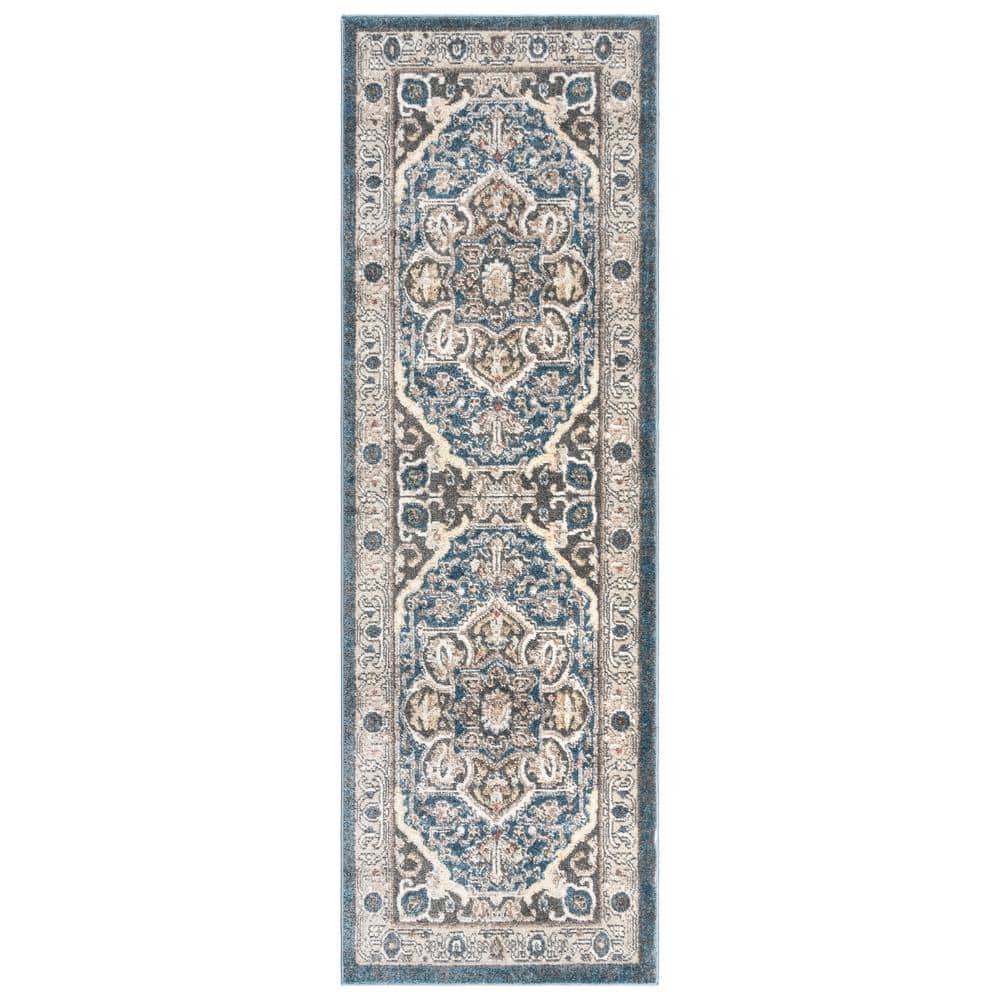 Gertmenian Heirloom Wynn Blue 3 ft. x 8 ft. Oriental Medallion Indoor ...