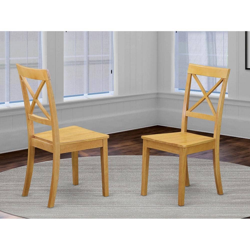 HOME IMPORTS EMPORIUM Oak Wooden Seat Cross Back Dining Chair (Set of 2 ...