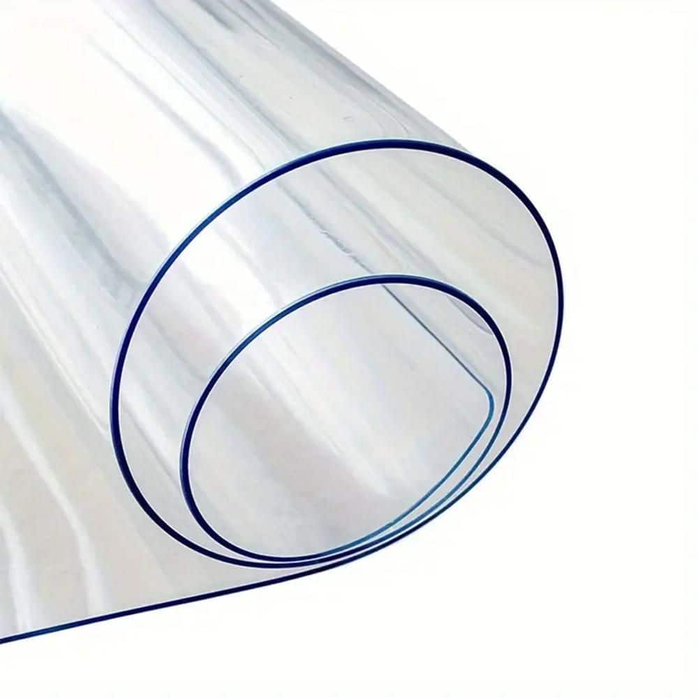 Pro Space 48 in. x 48 in. 1.5mm Thick Clear PVC Round Table Protector ...
