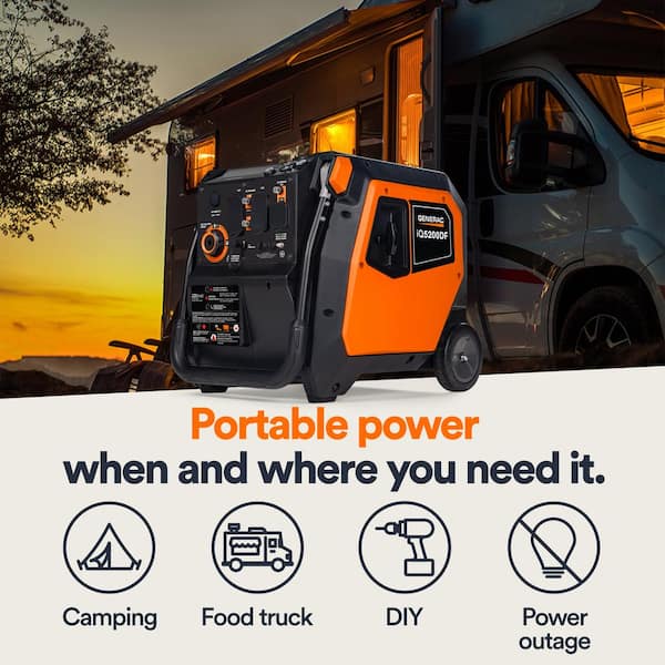Generac 5200/3900-Watt Dual Fuel Inverter Generator, Fully Enclosed ...