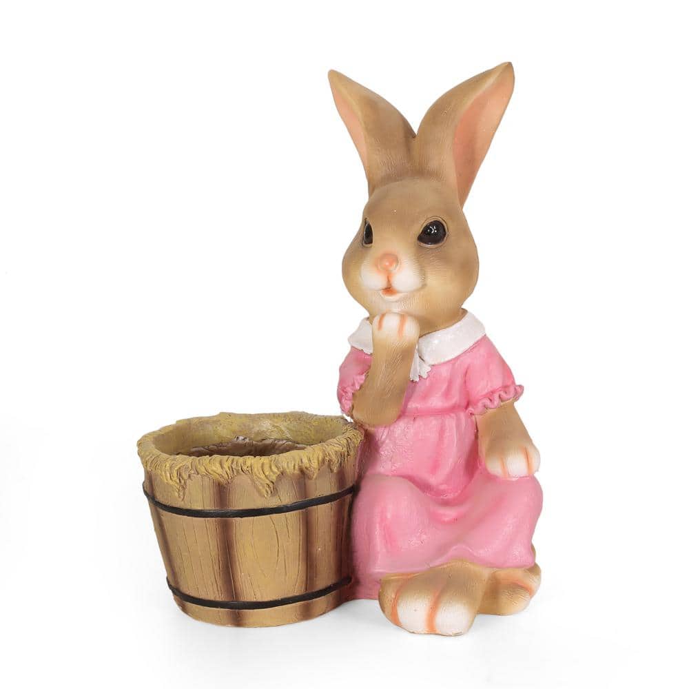 MGO 15 in. L x 11.5 in. W x19.75 in. H Ceramic Indoor/Outdoor Rabbit ...