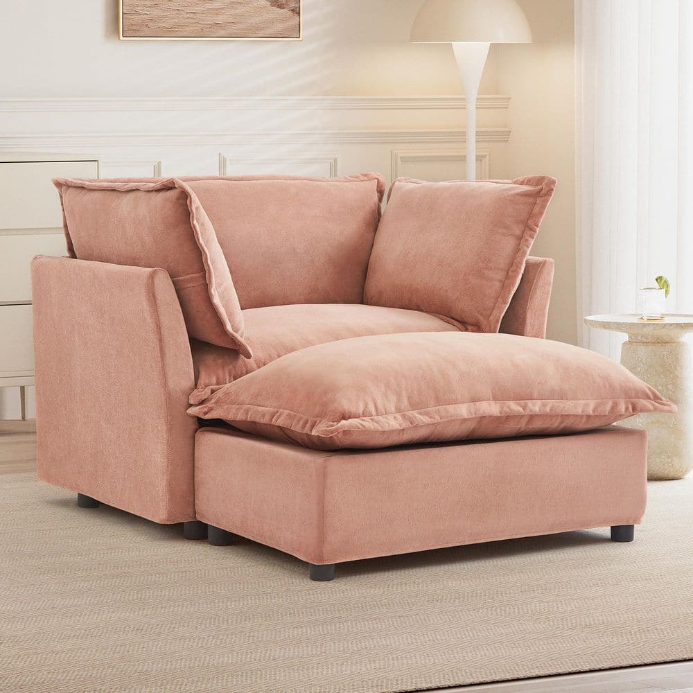 Noble House Kendra 47 in. Chenille Upholstered Rectangle Sectional Sofa ...