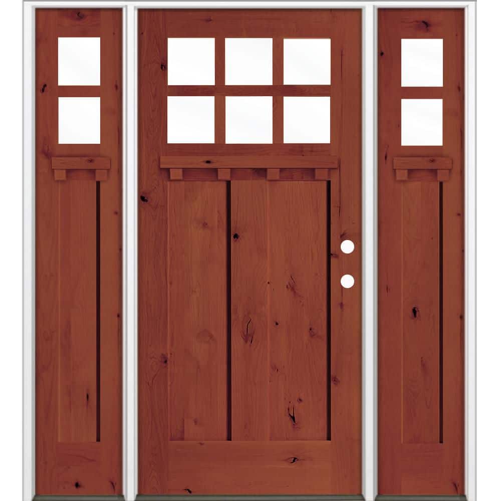 Krosswood Doors 64 in. x 80 in. Knotty Alder Left-Hand/Inswing 6 Lite ...