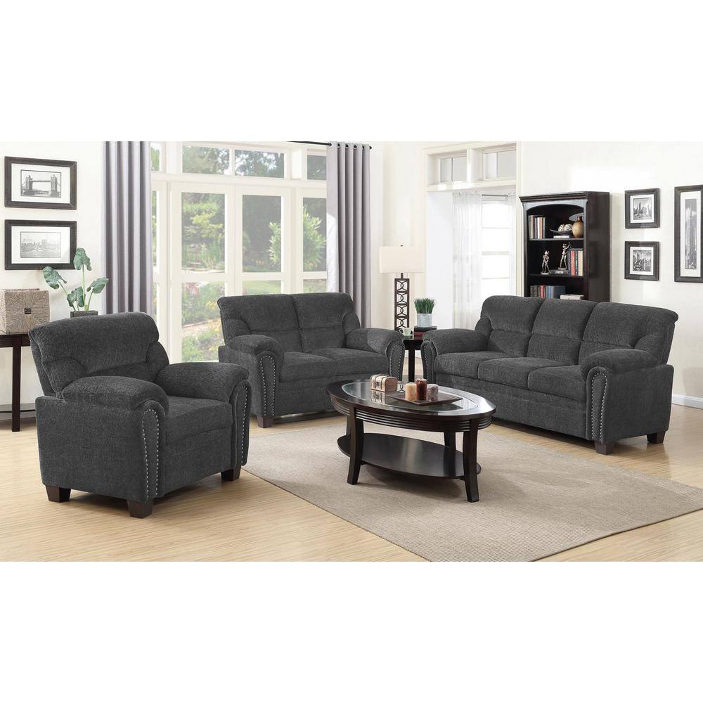 Coaster Home Furnishings Clementine Gray Chenille Upholstered Arm Chair ...