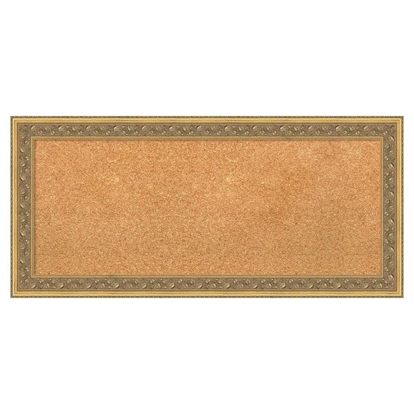 Amanti Art Carter Dark Gold 34 in. x 16 in. Wood Framed Natural Cork ...