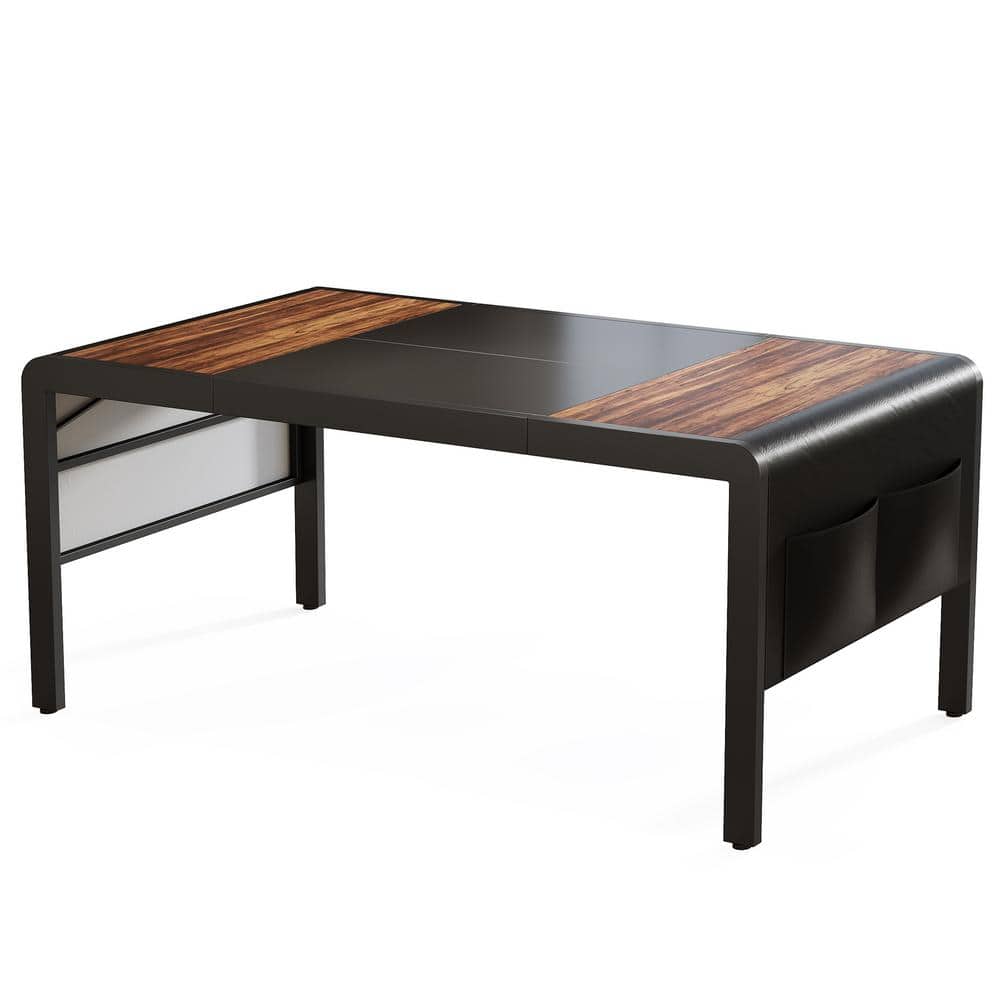 BYBLIGHT Moronia 63 in. Rectangular Brown & Black Wood Computer Desk ...