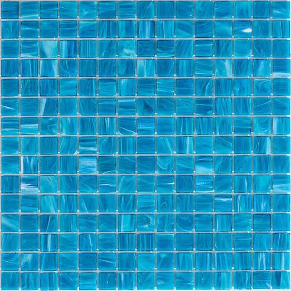 Apollo Tile Celestial Glossy Pacific Blue 12 in. x 12 in. Glass Mosaic ...