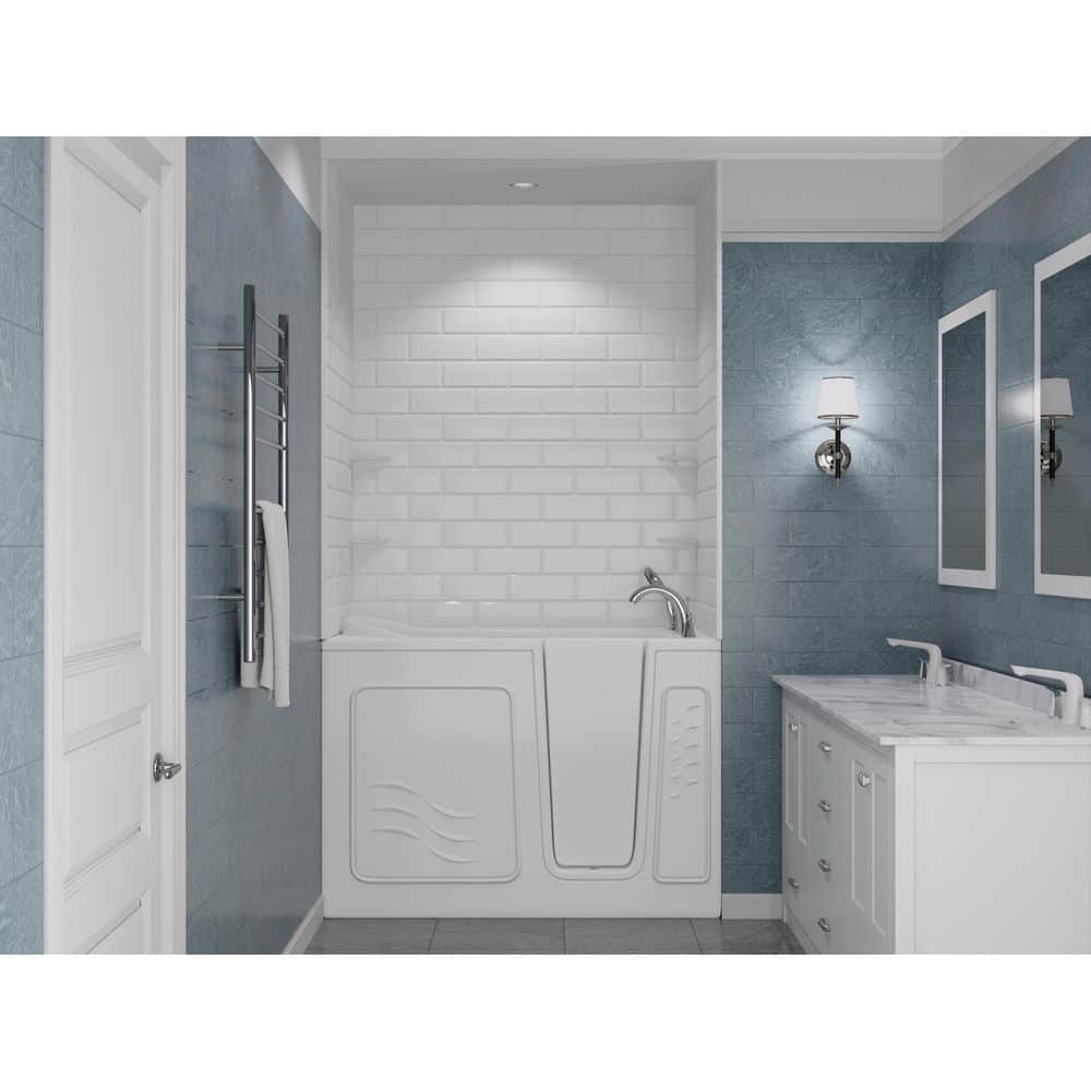 ANZZI Rampart Wall Series 30 in. x 53 in. Right Side Drain Whirlpool ...