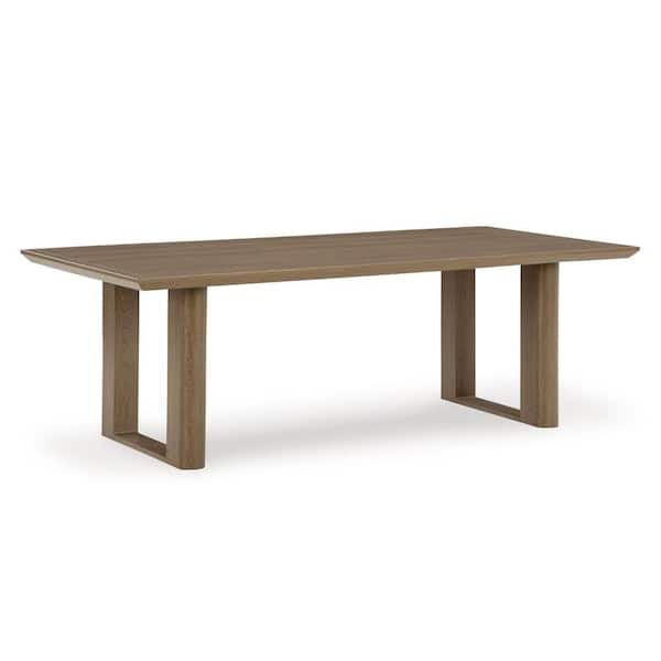 Benjara Baily Brown Rectangle Aluminum Outdoor Dining Table BM328989 ...