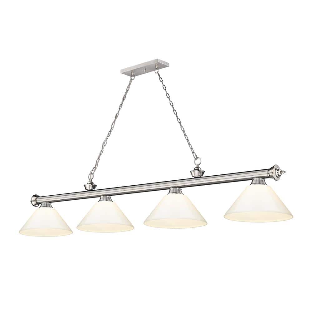 Cordon 4-Light Brushed Nickel with White Plastic Shade Billiard Light ...