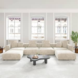 Magic Home Modern 142 in. Square Arm Corduroy Modular Oversized Floor ...