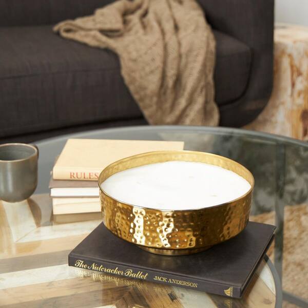 CosmoLiving by Cosmopolitan Gold Egyptian Mint Scented Wide Hammered 70 ...