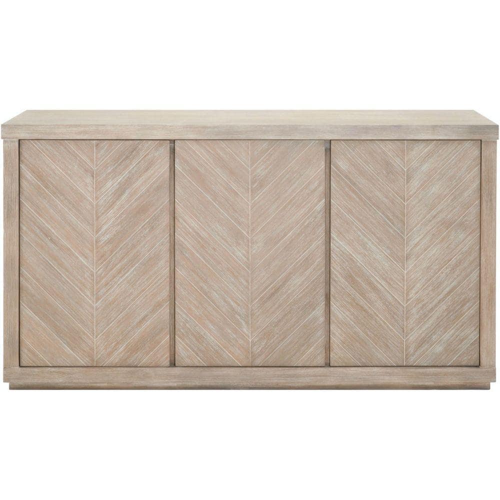 Benjara Gray Wood Top 64 in. Sideboard with 3 Cabinets BM263002 - The ...