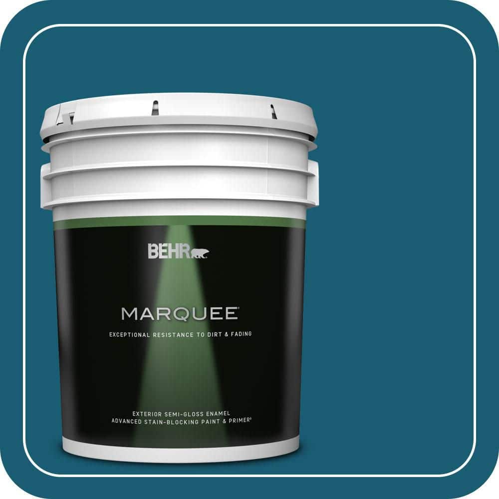 BEHR MARQUEE 5 gal. #540D-7 Deep Blue Sea Semi-Gloss Enamel Exterior ...