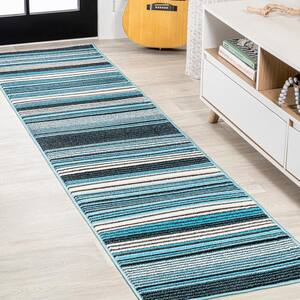 JONATHAN Y Duxbury Green/Blue 2 ft. x 8 ft. Gradient Ticking Striped ...