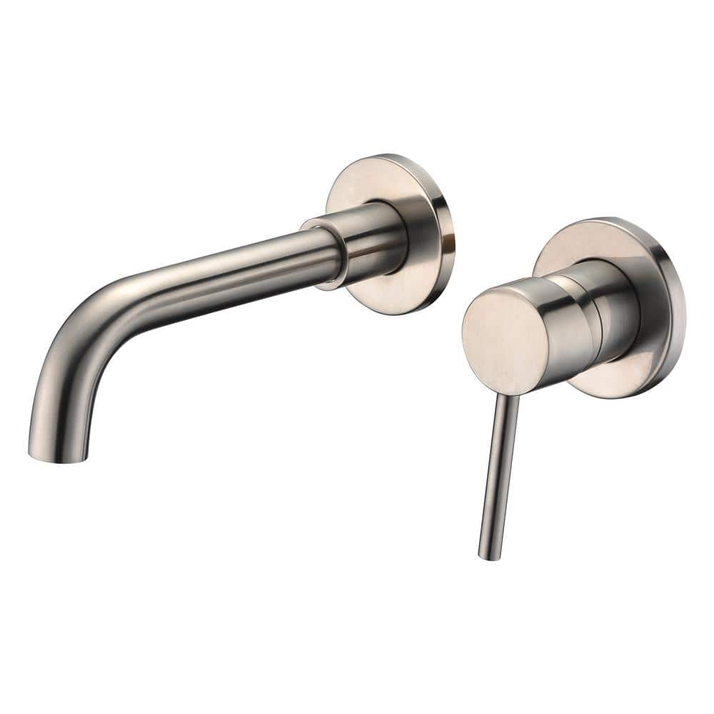 SUMERAIN Modern Single Handle Wall Mounted Bathroom Faucet in Brushed ...