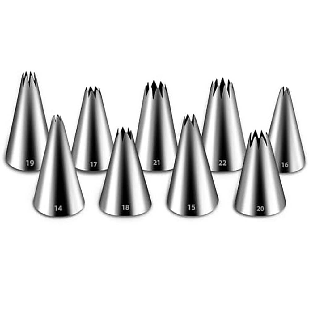 Open Star Piping Tips Set, Small Size, Stainless Steel, 9-Piece French ...