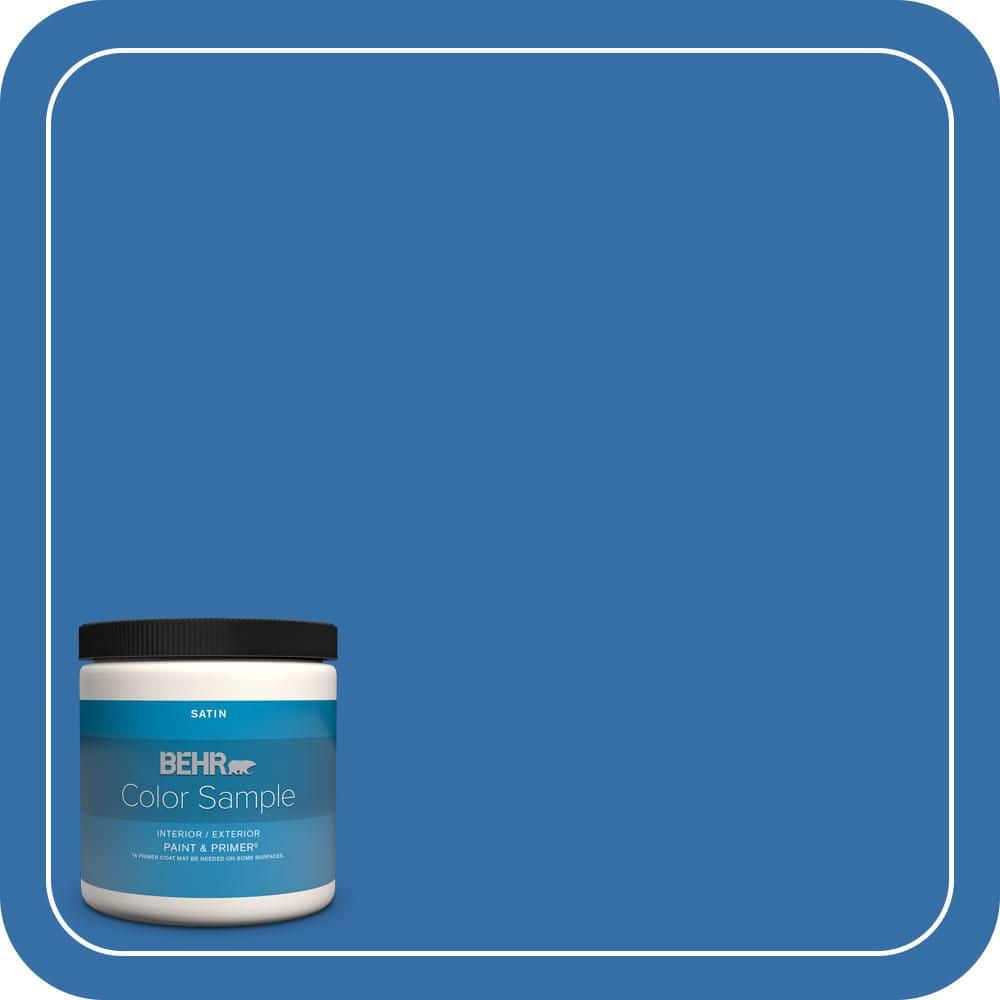 BEHR PREMIUM PLUS 8 oz. #P520-6 Mega Blue Satin Enamel Interior ...