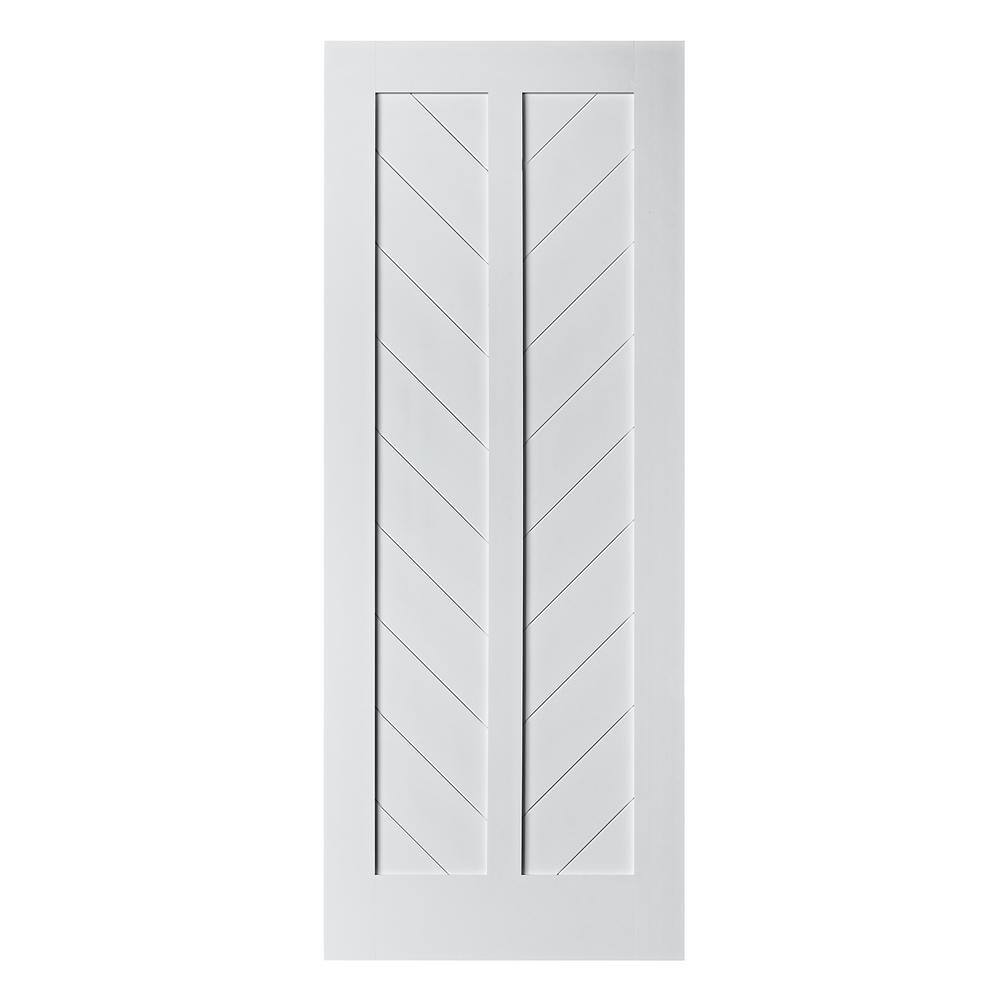 Colonial Elegance 37 in. x 84 in. Chevron MDF Primed White Interior ...