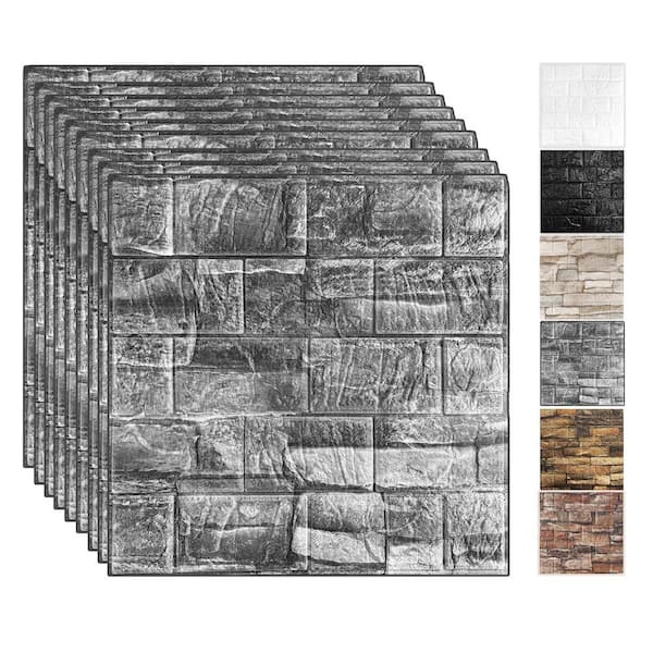 Afoxsos Maple Faux Stone 3D Wall Panels Peel and Stick Foam Brick ...