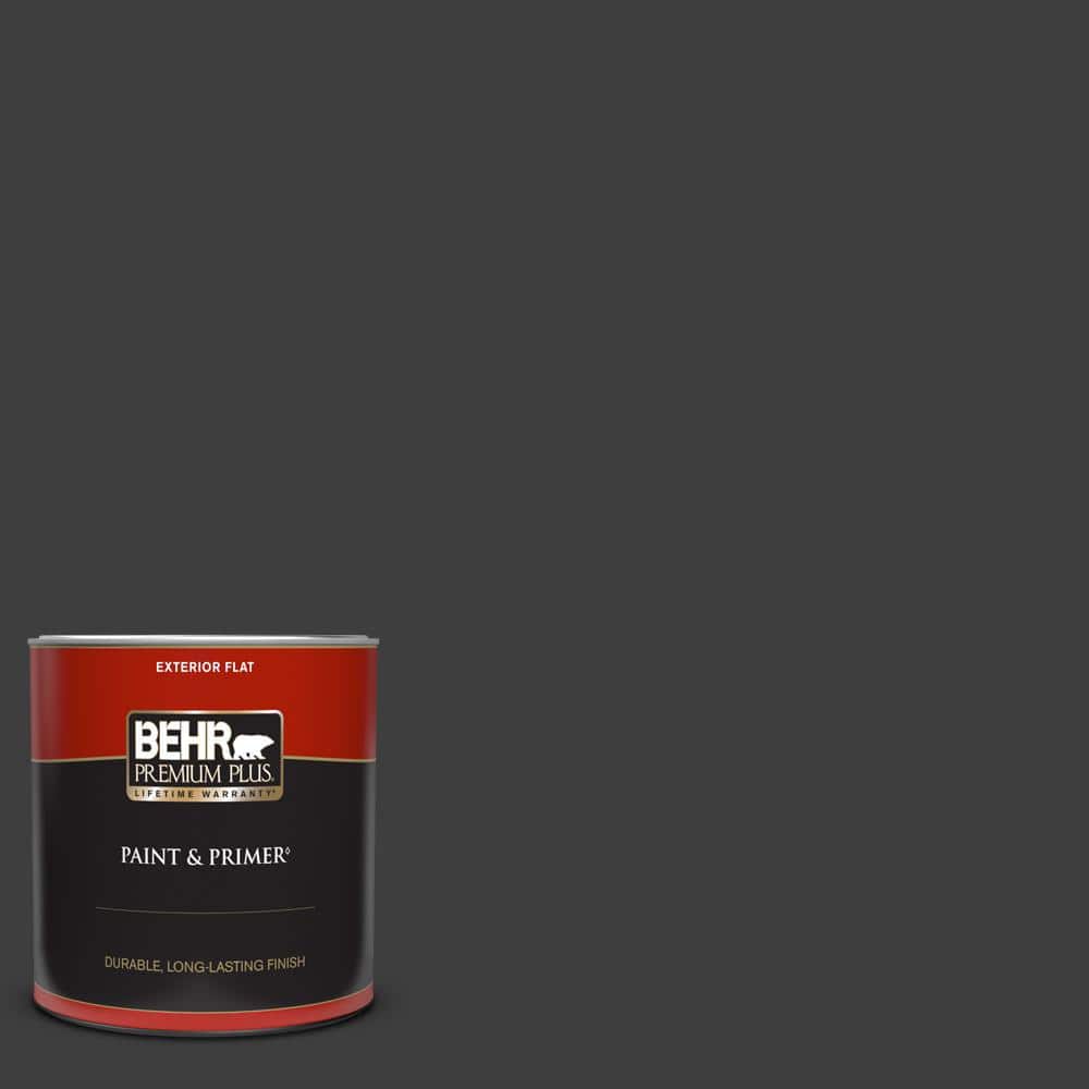BEHR PREMIUM PLUS 1 qt. #N520-7 Carbon Flat Exterior Paint & Primer ...