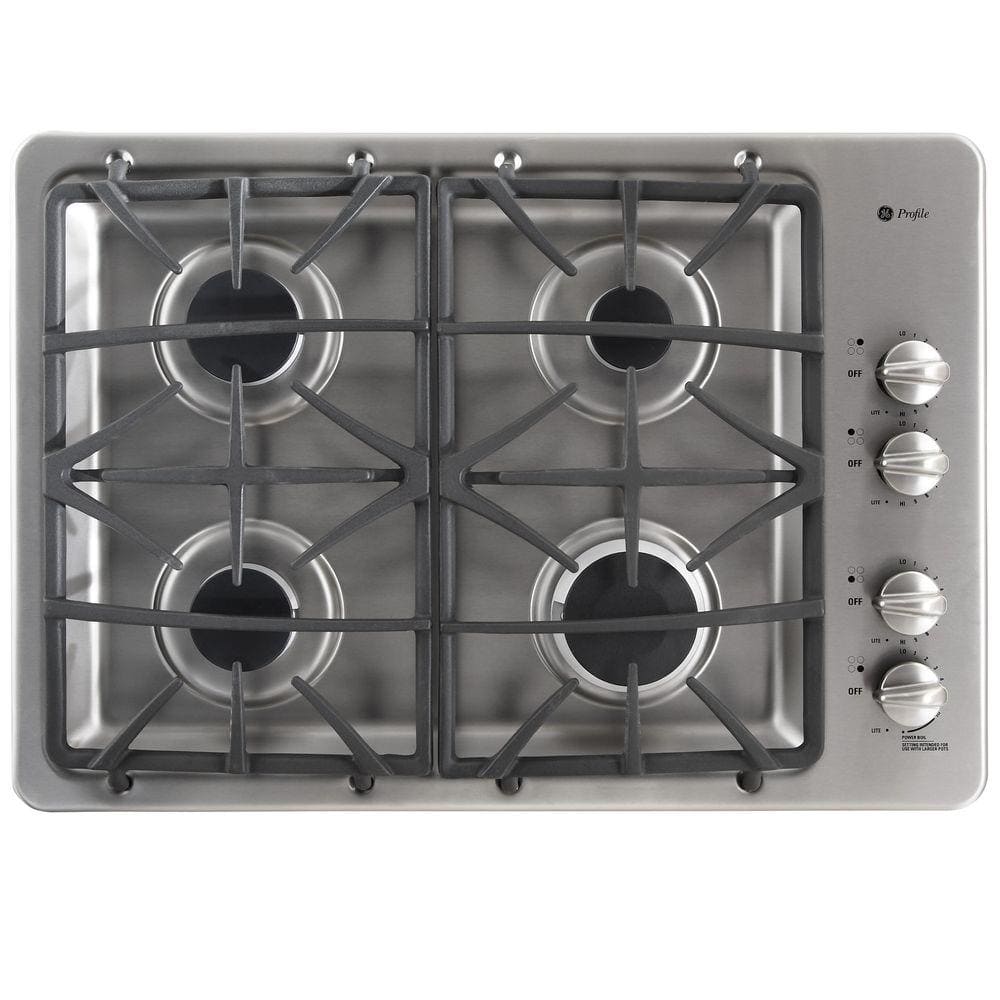GE 30 in. Deep Recessed Gas Cooktop in Stainless Steel with 4 Burners ...