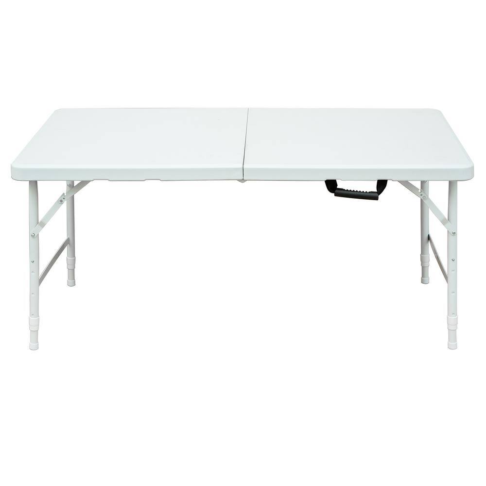 HOTEBIKE 4 ft. White Camping Table Portable Folding Table Convenient ...