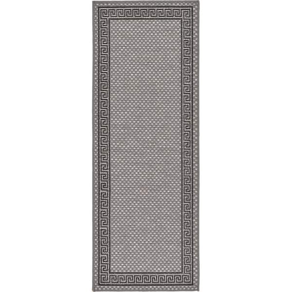 Unique Loom Outdoor Greek Key Gray 2' 2 x 6' 0 Runner Rug 3127238 - The ...