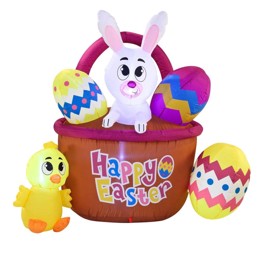 JOYIN 6 ft. L Multi-Colored Nylon Indoor Outdoor Bunny and Chick Happy ...