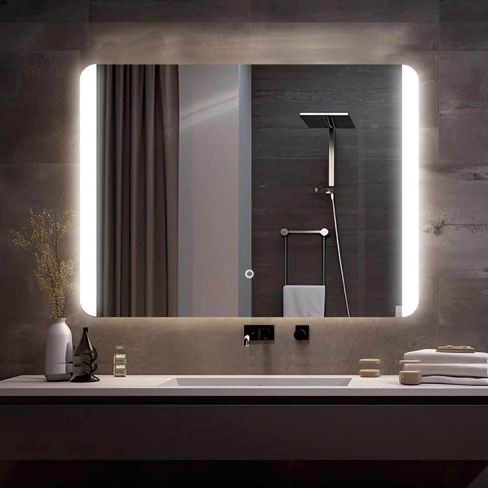 LuxHomez 30 in. W x 40 in. H Bright Dimmable Rectangular Frameless LED ...