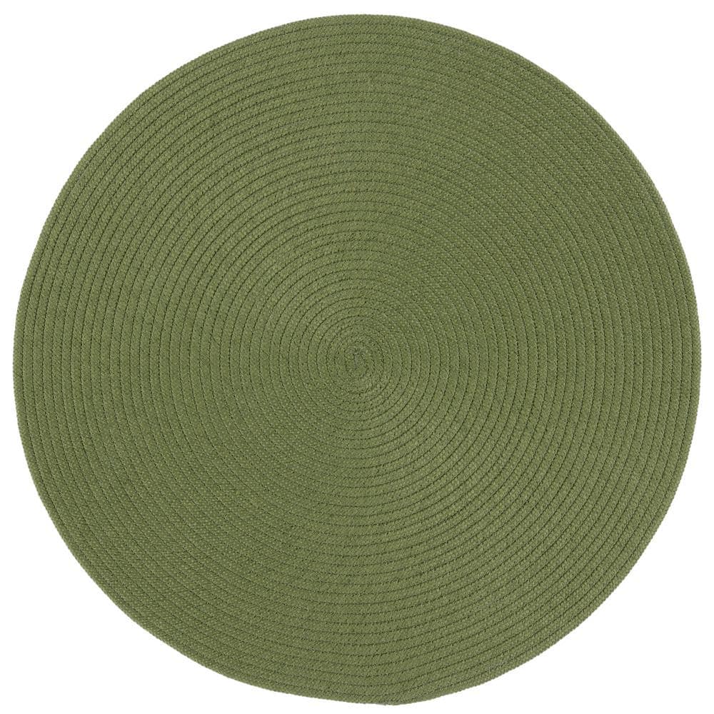 SAFAVIEH Braided Olive Green Doormat 3 ft. x 3 ft. Abstract Round Area ...