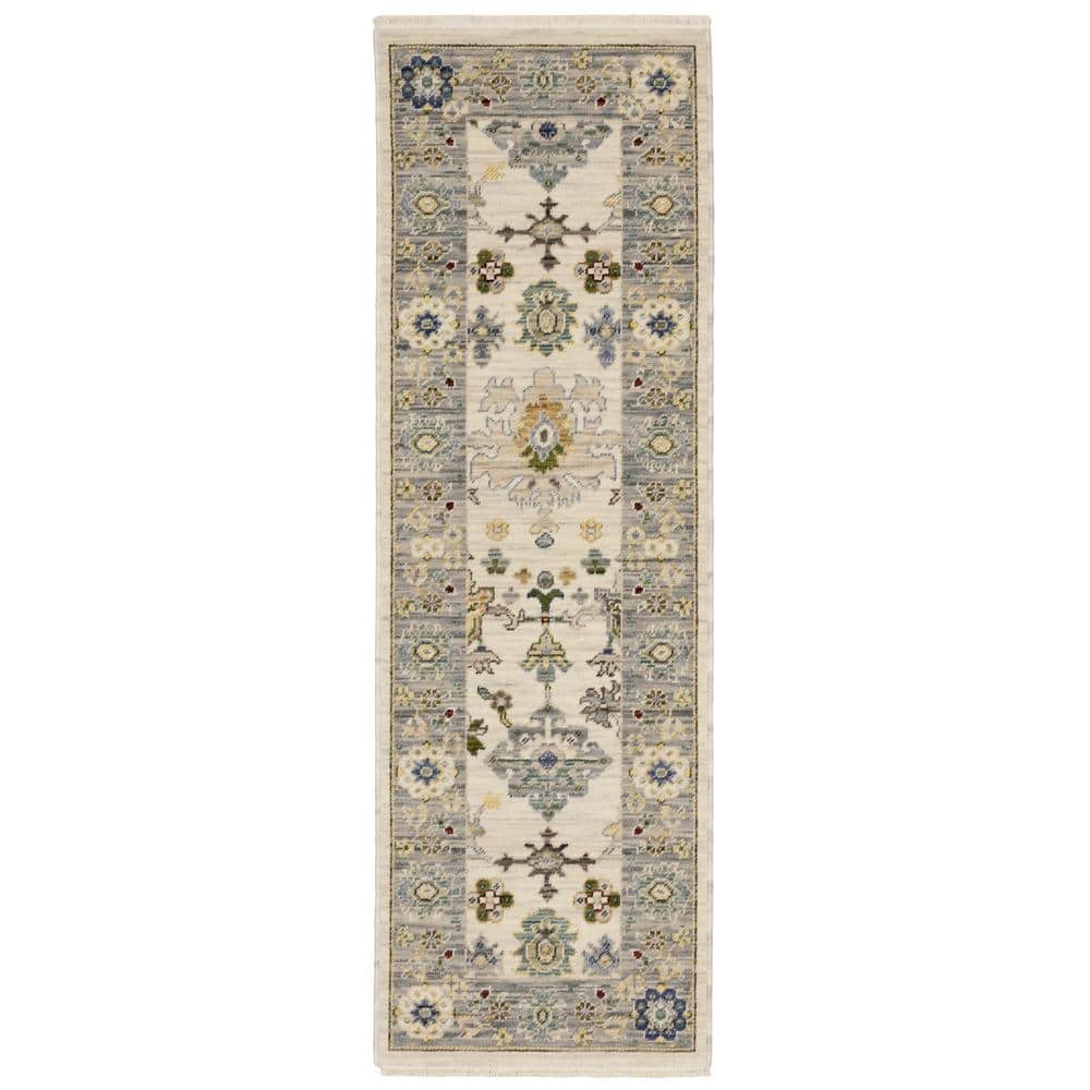AVERLEY HOME Lavista Ivory/Multi-Colored 2 ft. x 6 ft. Classic Persian ...