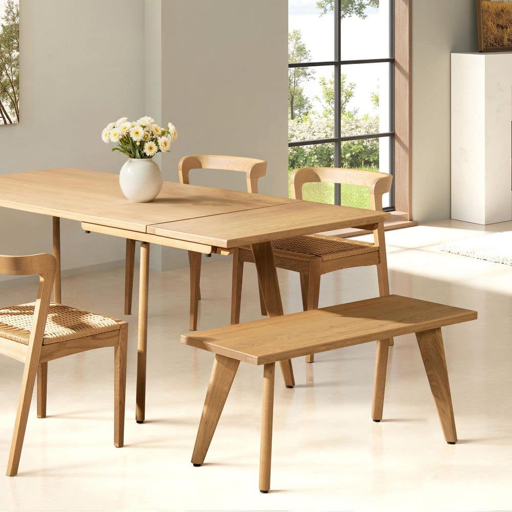 Jennifer Taylor Capri 41.5 in. Solid Red Oak Wood Bench in Natural ...