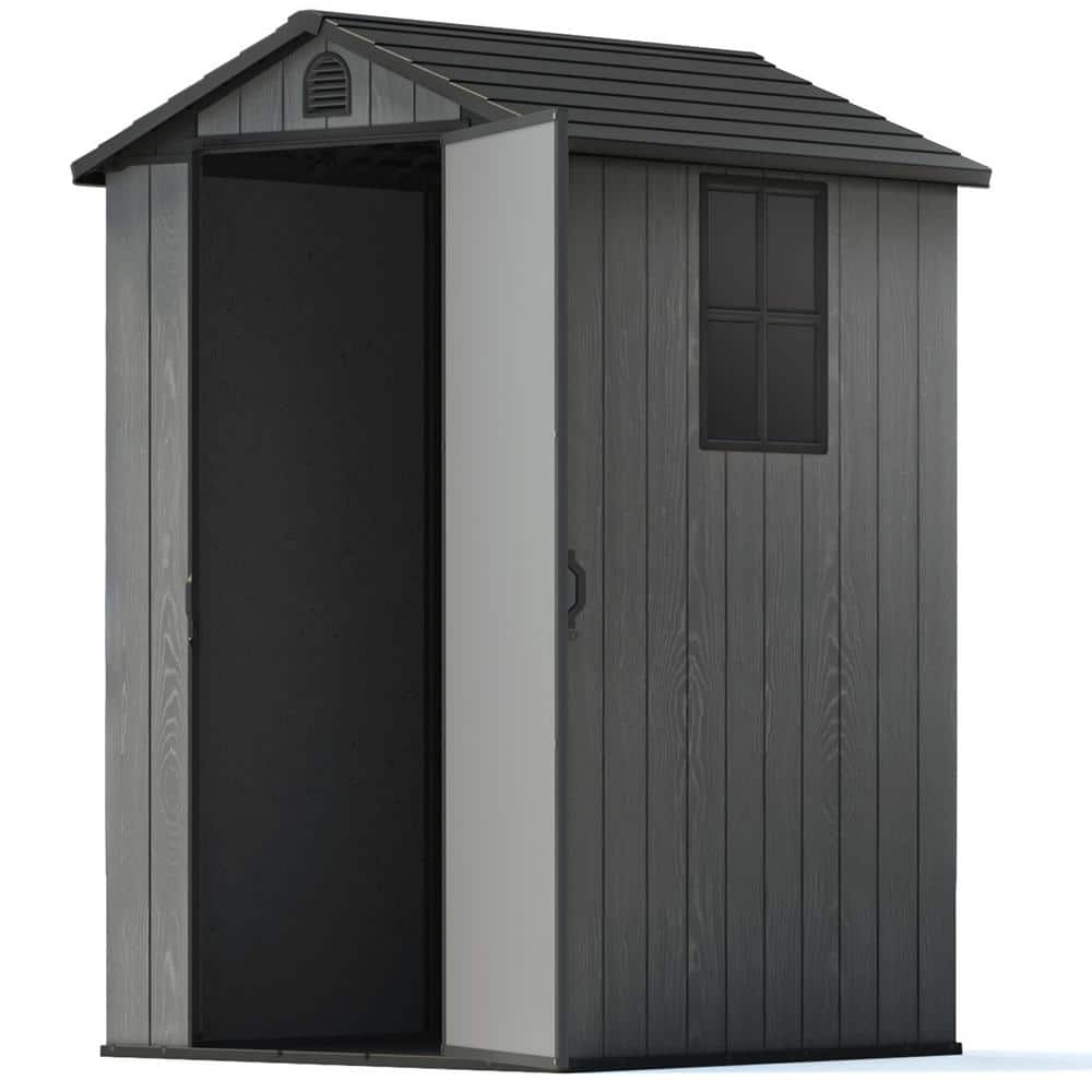 Patiowell 4 ft. W x 4 ft. D Plastic Outdoor Storage Shed with Floor ...