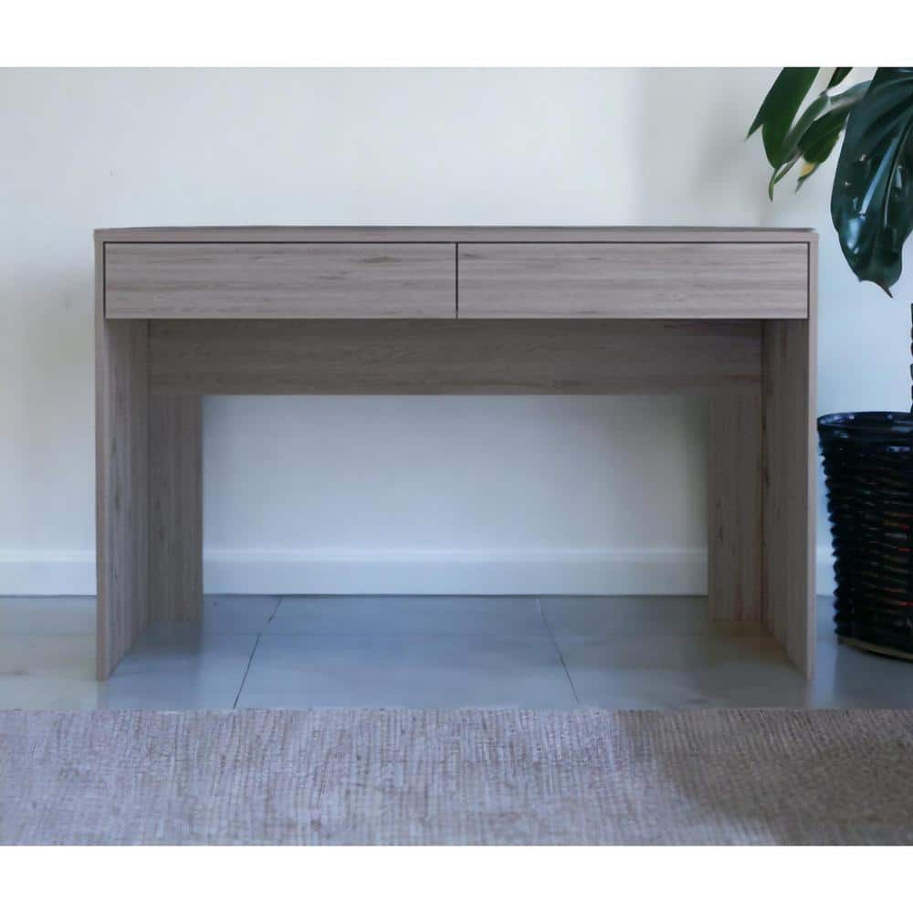 HomeRoots 47.3 in. Rectangular Light Gray Engineered Wood 2-Drawer ...