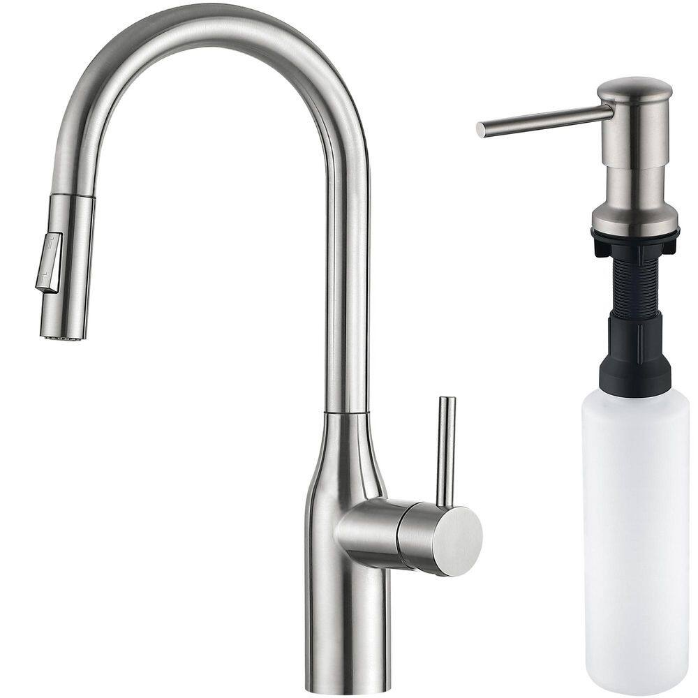 ruiling 18 in. Single Handle Pull Down Sprayer Kitchen Faucet with Soap ...