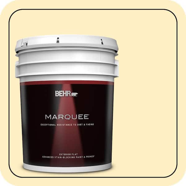 BEHR MARQUEE 5 gal. #380A-2 Moonlit Yellow Flat Exterior Paint & Primer ...